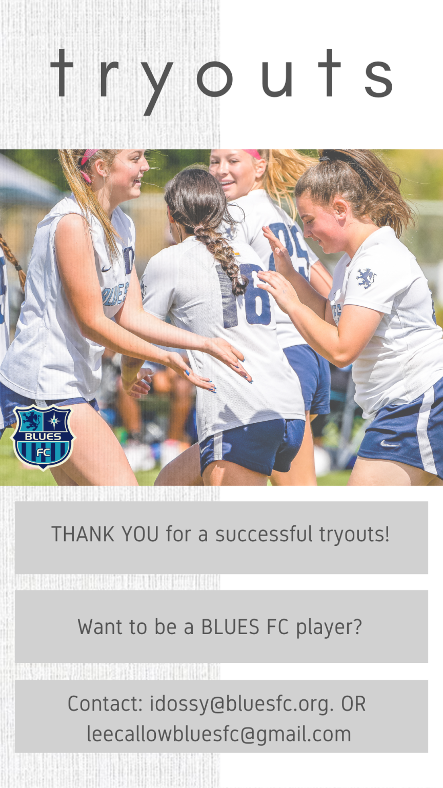 Tryouts – Blues FC – Soccer Club – Competitive, Player Development